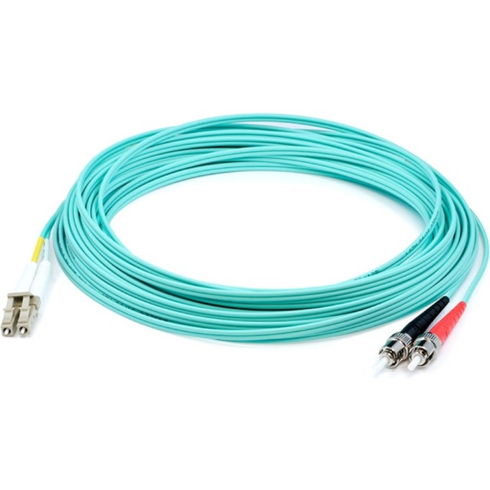Transource. AddOn 37m LC (Male) to ST (Male) Straight Aqua OM4 Duplex Plenum Fiber Patch Cable