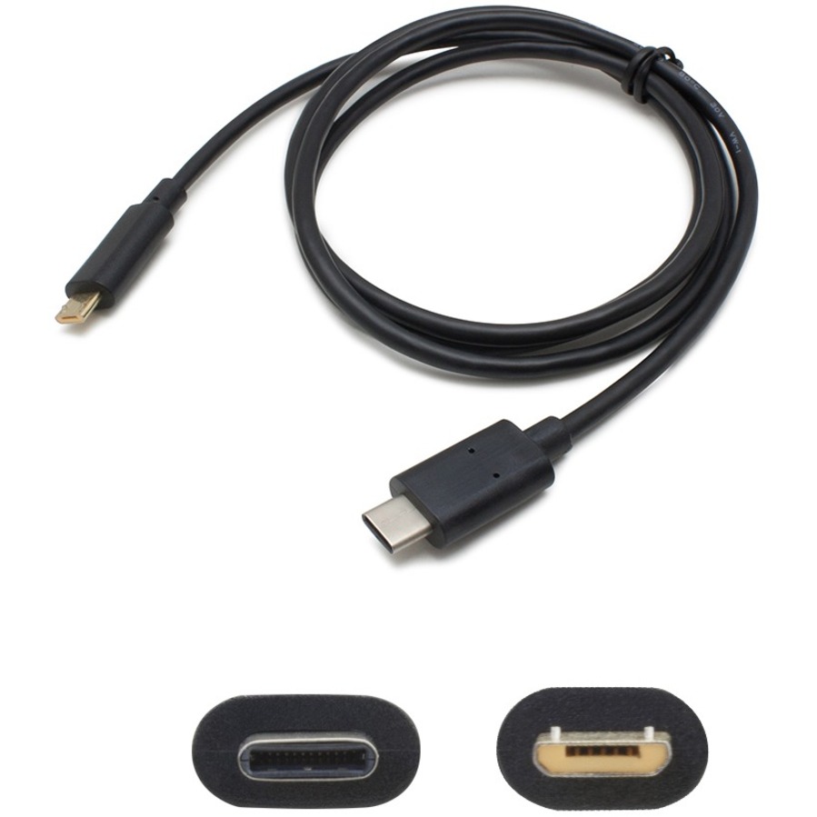 Transource. AddOn 1m USB 3.1 (C) Male to Micro-USB 2.0 (B) Male Black Cable